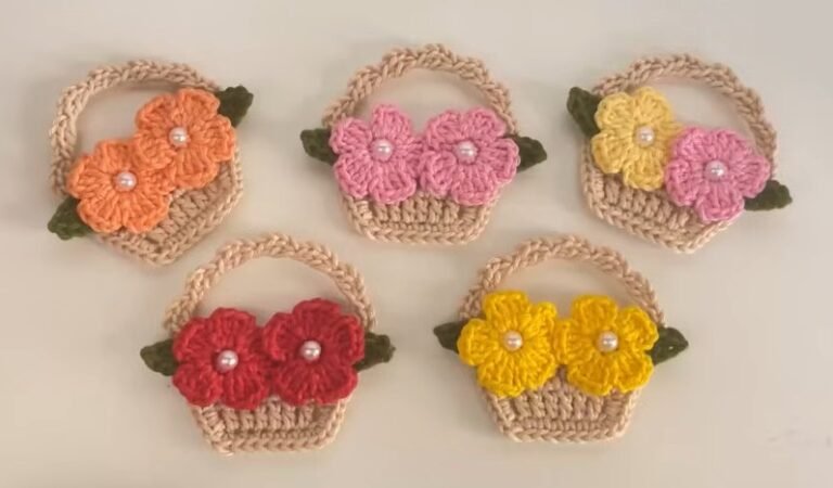 Crocheted refrigerator magnet in the shape of a basket – Pattern ...