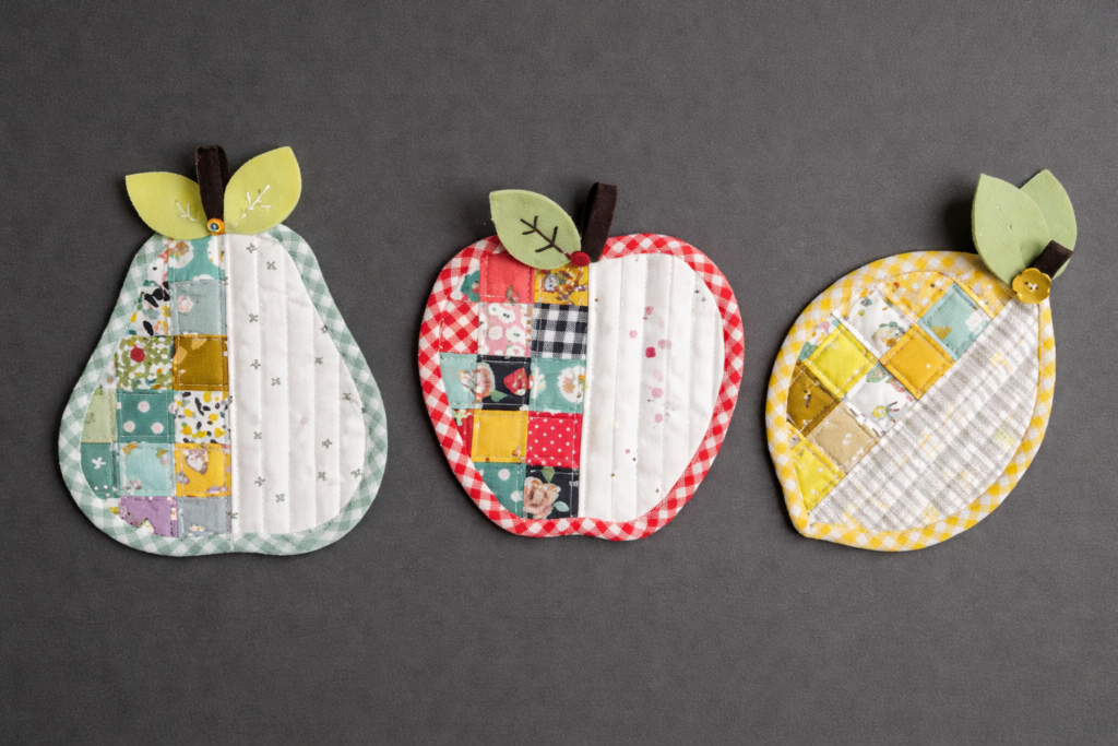 Apple, lemon, and pear shaped coasters – Quilt Pattern - Creative ...