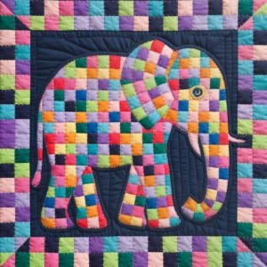 Multicolor Checkerboard Elephant Quilt Block – Complete Step-by-Step ...