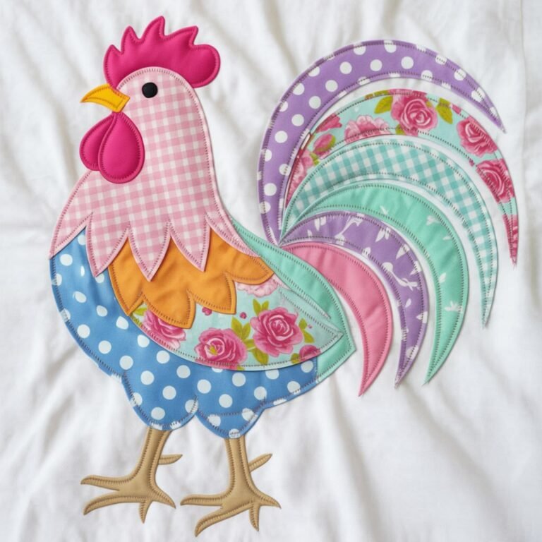 Rooster Apply Quilt Block - Fabric Pattern - Creative.craftsforlove.com