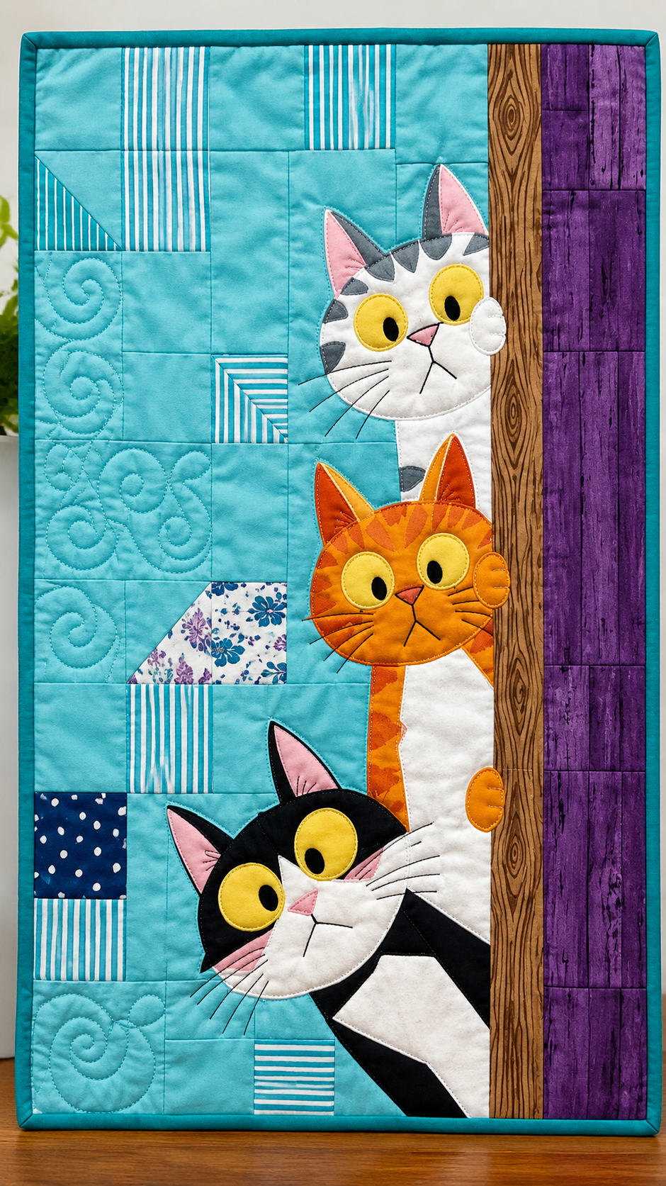 "Hide-and-Seek Cats" Bedspread - Quilt Pattern - Creative.craftsforlove.com