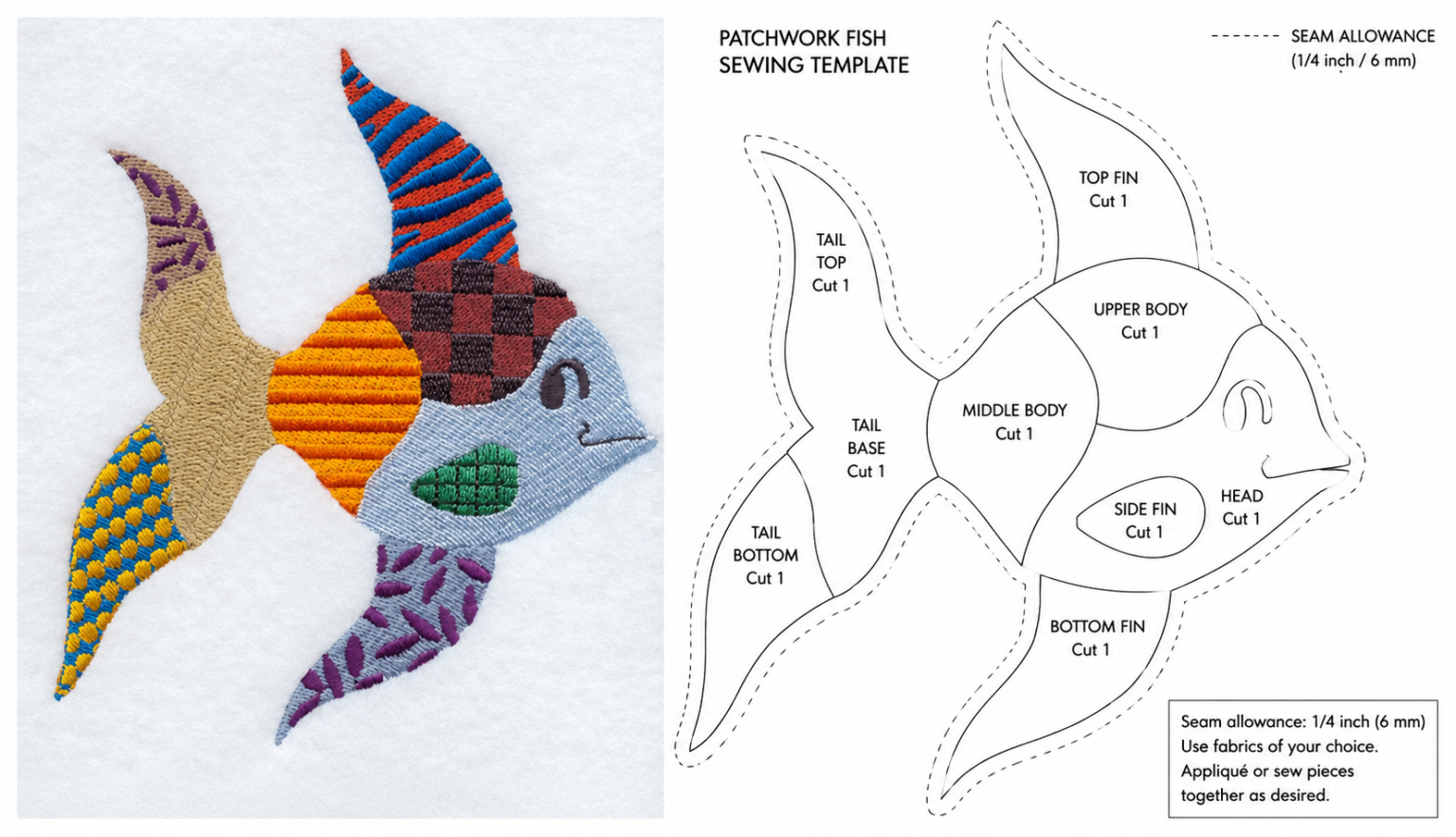 Patchwork Fish Tutorial - Quilt Pattern - Creative.craftsforlove.com